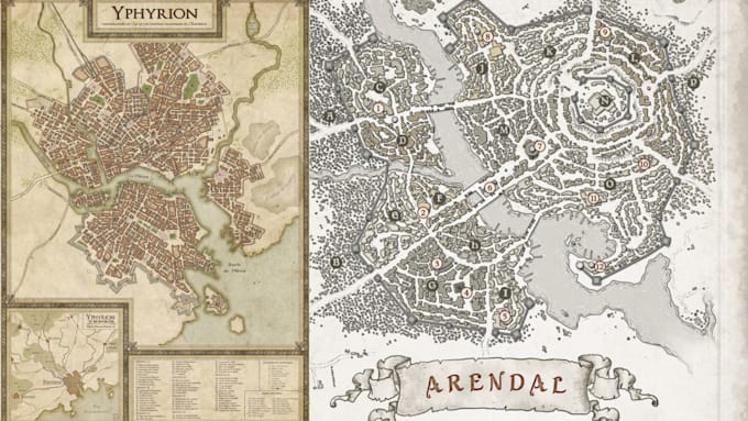 Design hand drawn fantasy maps, world ttrpg battle game maps ...