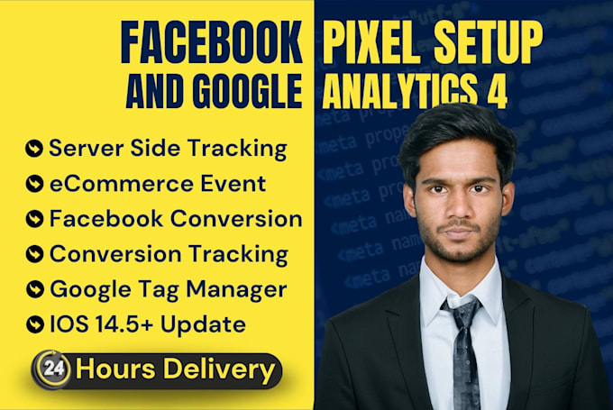 Setup facebook pixel migration google analytics 4 and conversion api tracking by Sha_riful | Fiverr