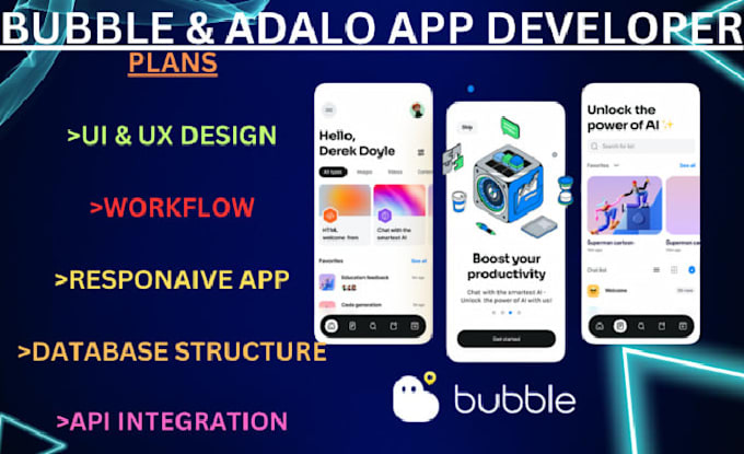 Build mobile app, plugin adalo botpress, bubble io bubble app by Nathan_jayp | Fiverr