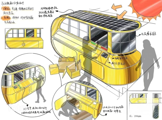 Conception of product design scheme, hand drawn industrial design sketch by Makabakadada | Fiverr