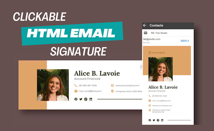 Create custom html email signature design for professional branding by ...