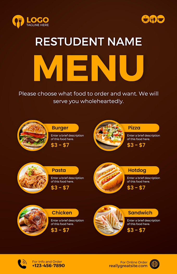 Do restaurant menu design, food menu, menu board ,food flyer and rate ...