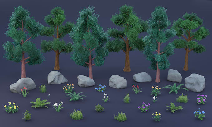 Model and texture low poly 3d plants and foliage game assets by ...