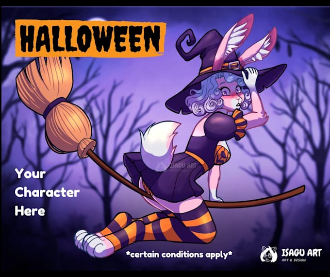 Draw your character with a halloween costume in this pose by Isagu_art | Fiverr