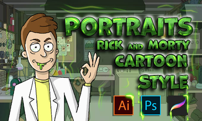 Draw you in cartoon style rick and morty by Postanjyann | Fiverr