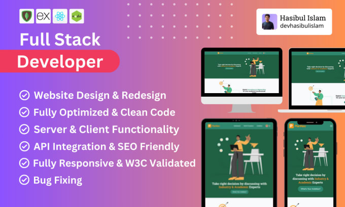 Be React Next Js Frontend Node Js Backend Firebase Mongodb Api Website Developer By