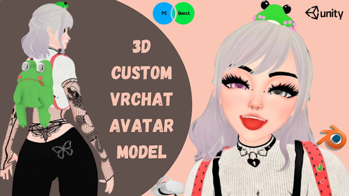Model a 3d custom vrchat avatar high quality vrchat avatar, anime ...