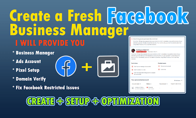Set up a brand new fb business manager and ad account by Ashfaq_it | Fiverr