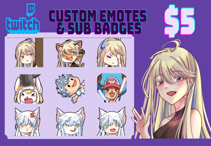 Create Custom Emote Sub Badges For Twitch Discord Vtuber By Kumokuu