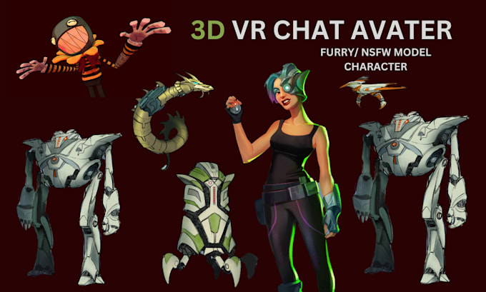 Create furry vrc avatar vrchat 3d anime model vtuber nsfw avatar for ...