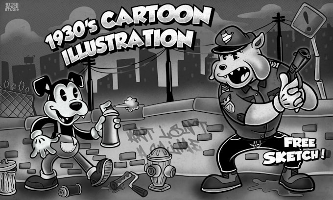 Draw 1930 vintage cartoon illustration and mascot by Narindrarb | Fiverr
