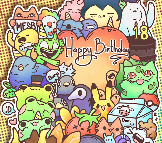 Create colorful cute illustration from things you like by Nobrainfloof ...