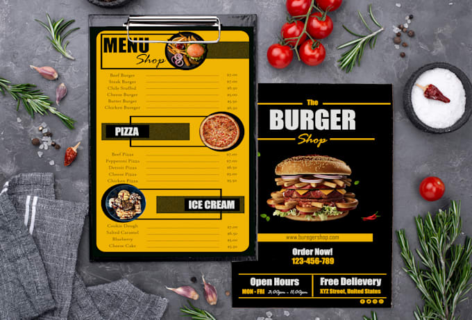 Design amazing food flyers and menu cards by Textile_graphic | Fiverr