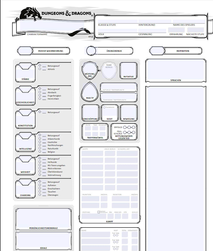 Fill out dnd and dsa 5 character sheets for you by Maxi_schmid | Fiverr