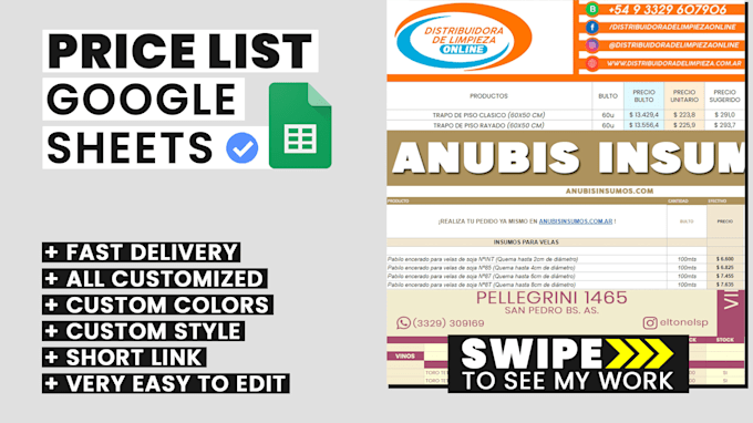 Create a customized and editable price list in google sheets by Luchodg ...