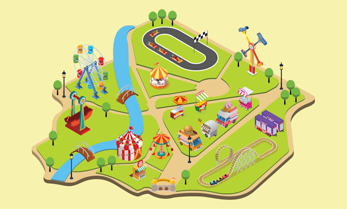 3d isometric map, tourist map, event map, or isometric vector map ...