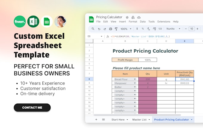 Design custom excel spreadsheet template in 24hr by Tulipshots | Fiverr
