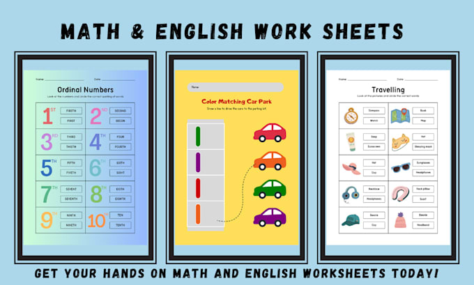 Design math, english, science worksheets for you by Asq333 | Fiverr