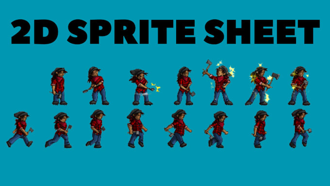 Draw 2d sprite sheet pixel art character design as game art for you by ...