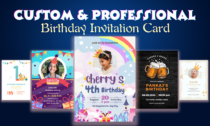 Design professional birthday invitation cards and videos by Isurajrawat ...