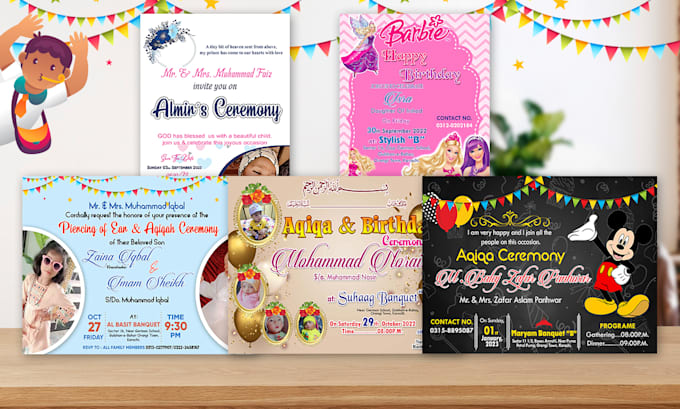 Design cute birthday kids invitation card for you by Mksenterpris668 ...