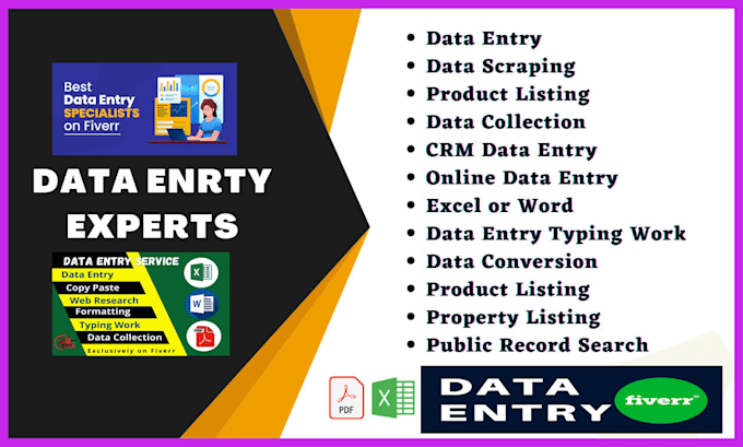 Do excel data entry, find emails, data copy past, data cleaning expert by Arshadbillo | Fiverr