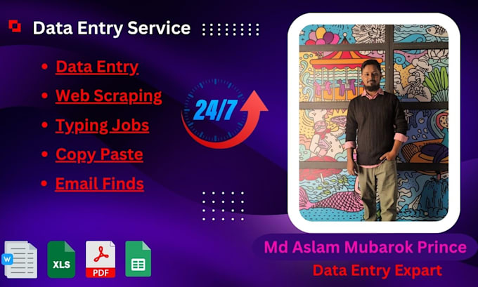 Do absolute data entry,typing job, copy paste work by Aslam1698 | Fiverr