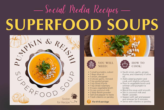 Provide superfood soup recipes instagram social media content facebook ...