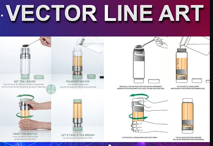 Draw instruction manual design, product vector line art,technical illustration by Nathellence ...