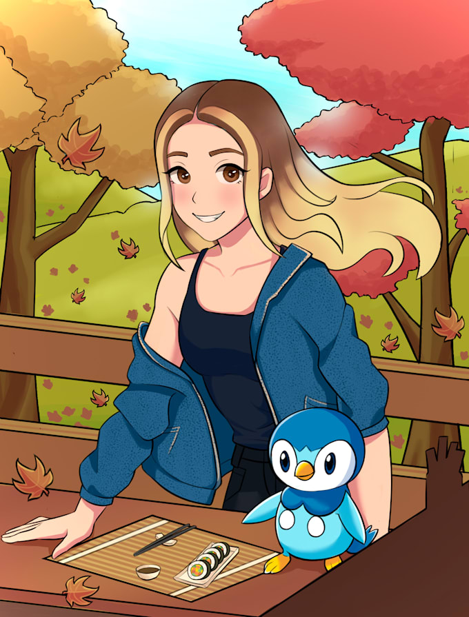Turn you into a pokemon trainer through art by Thaliatrix | Fiverr