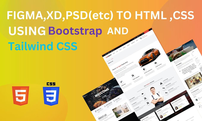 Convert figma,xd,psd to html,css using tailwind css or bootstrap by Merazkhan360 | Fiverr