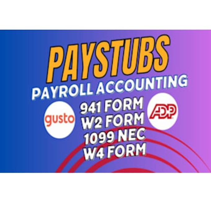 Paystub, payroll, adp, erc, stub, pay stub, payslip, w2, 1099,1044 by ...