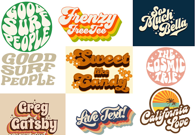 Design 3d 70s vintage retro script typography for logo, t shirt by ...