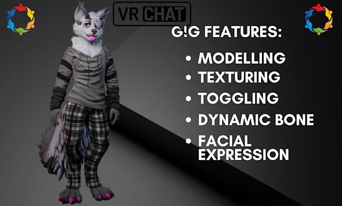 Create custom vrchat avatar, furry vtuber, nsfw fursona, vseeface, ffix by Vr_creator1 | Fiverr