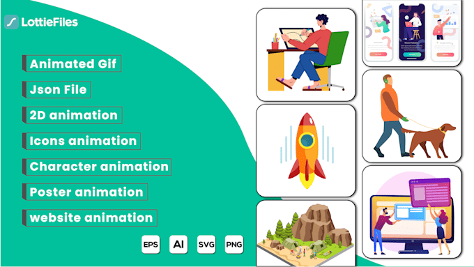 Create animated json file lottie animation svg, gif for your web and ...