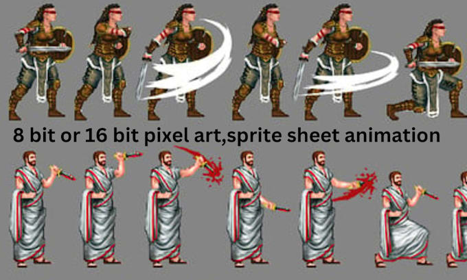 Pixel art a 8 bit o 16 bit, animazione del foglio sprite, sprite, arte ...