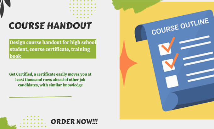 Design course handout for high school student, course certificate ...