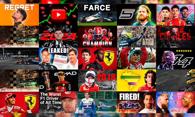 Do formula 1 youtube thumbnails and banners for you by Andypul | Fiverr