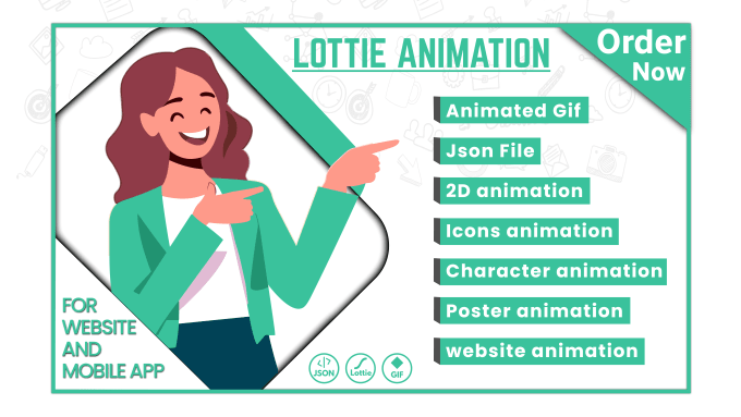 Do lottie animation json svg icons logo animated gif for website and mobile app by Asimishaq1997 ...