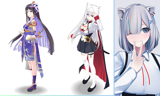 Draw and rig 2d vtuber model vrchat furry art live2d vrm model prprlive ...