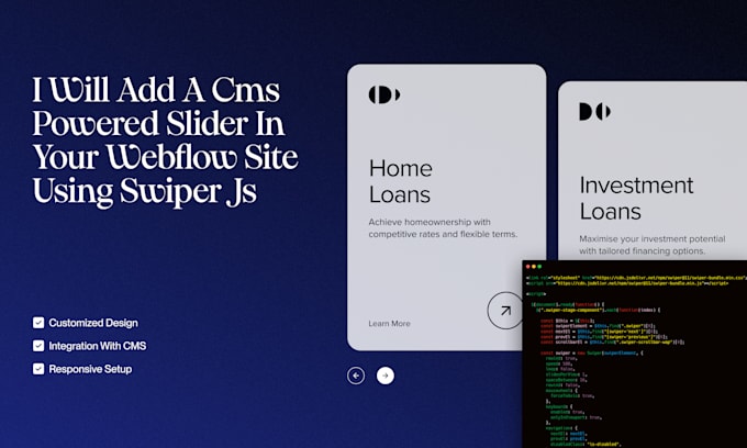 Add a cms powered slider in your webflow site using swiper js by Thewebflowguy | Fiverr