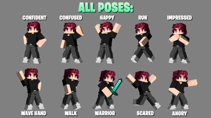 Make you 10 minecraft poses for your thumbnail by Erenpolatn | Fiverr