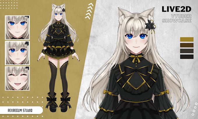 Design live2d vtuber model anime cute character avatar streamer ready ...