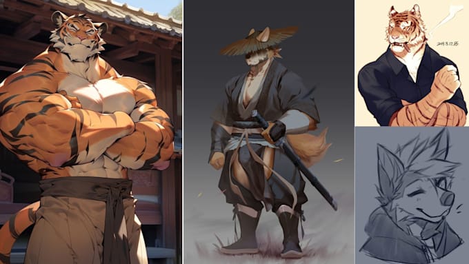 Draw a reference sheet for your furry character by Emm_arts | Fiverr