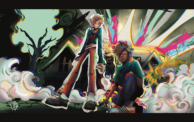 Draw you with my comic,funky messy art style by Joekeii | Fiverr