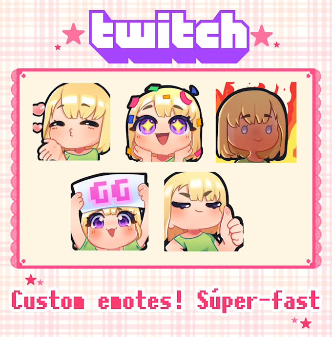 Do cute custom emotes in 24h for twitch by Anahbmp | Fiverr