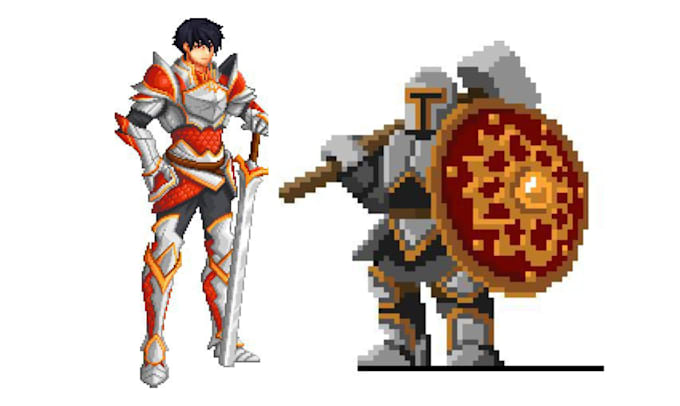 Make sprite character, 8 bit or 16 bit pixel art, pixel art animation ...