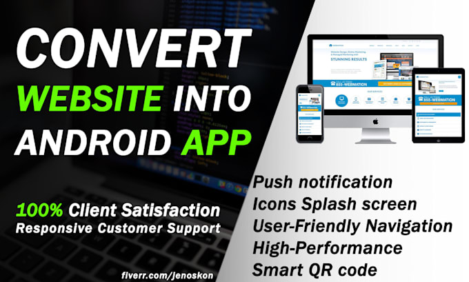 Convert website to android app, expert web to app conversion by Jenoskon | Fiverr