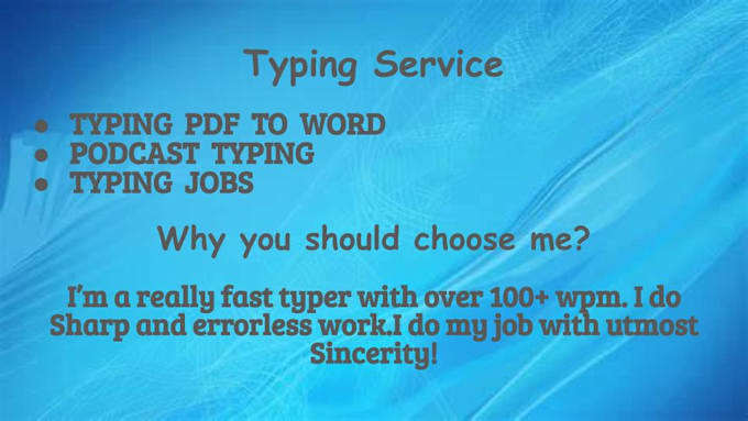 Type documents from pdf to word and also do podcast typing by Jasnajafar | Fiverr