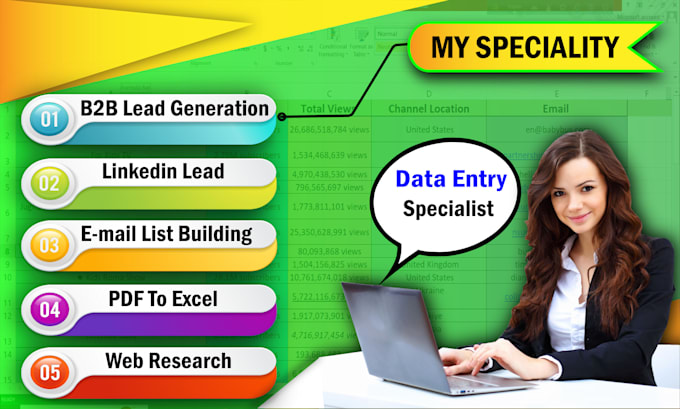 Do b2b lead generation, data entry virtual assistant and web research by Fatema1767 | Fiverr